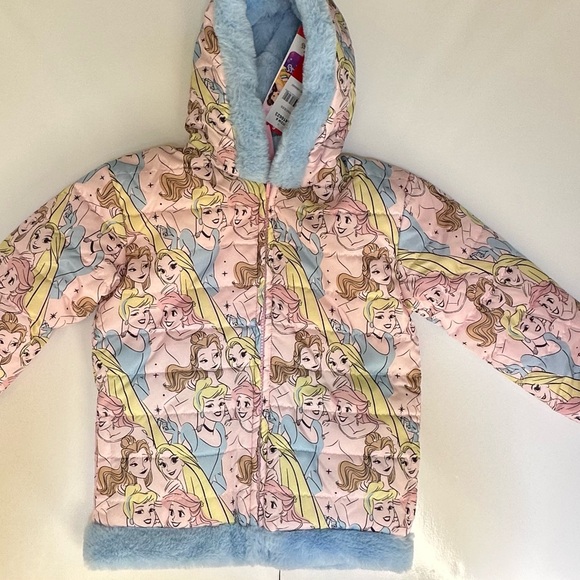 Disney | Jackets & Coats | Disney Princess Girls Reversible Puffer ...